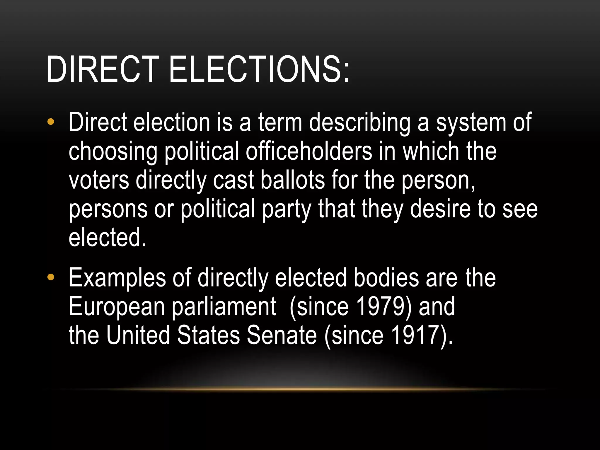 Direct and indirect elections | PPTX
