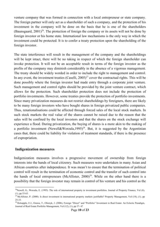 Direct and indirect expropriation of FDI Supervised by Bashar H ...