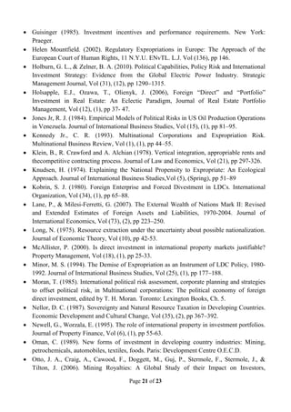 Direct and indirect expropriation of FDI Supervised by Bashar H ...