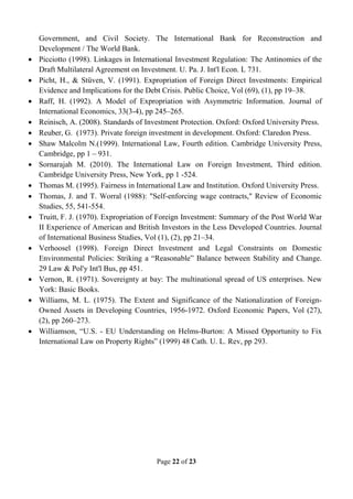 Direct and indirect expropriation of FDI Supervised by Bashar H ...
