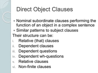 Direct and indirect object clauses | PPTX