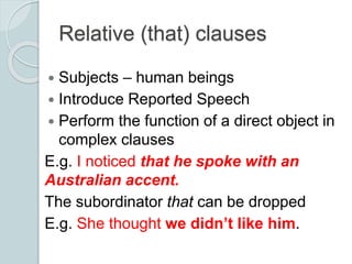 Direct and indirect object clauses | PPTX