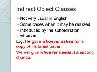 Direct and indirect object clauses | PPTX