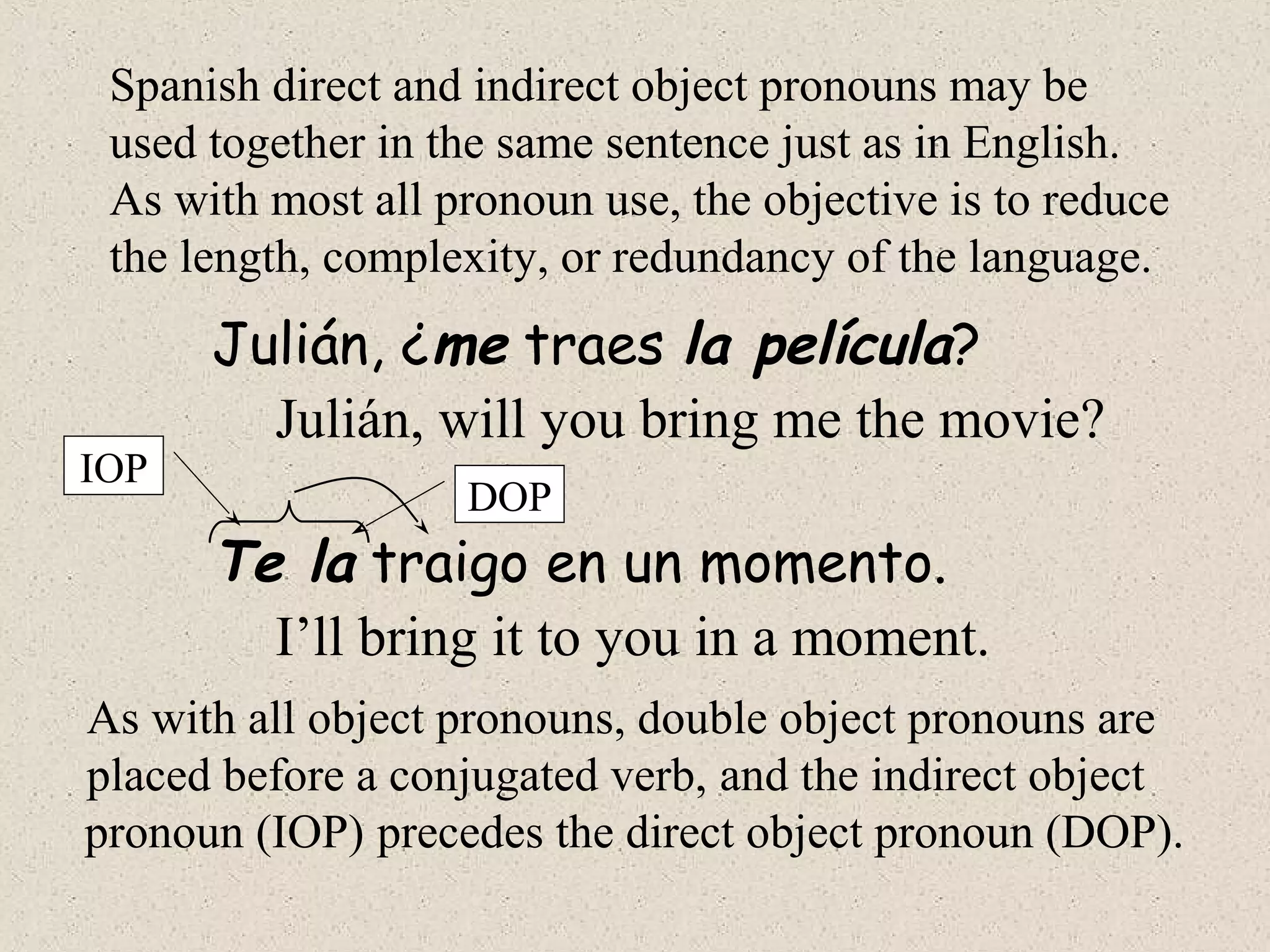 Direct and indirect object pronouns combined | PPT