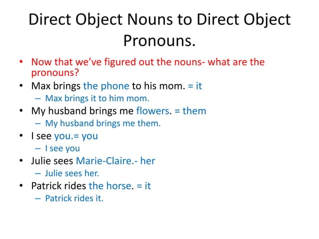 Direct and indirect object pronouns francais | PPTX