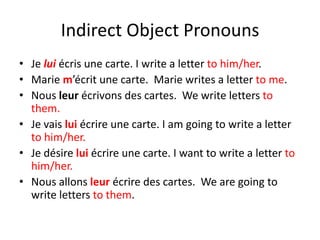 Direct and indirect object pronouns francais | PPTX