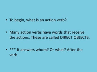 Direct and indirect objects | PPT