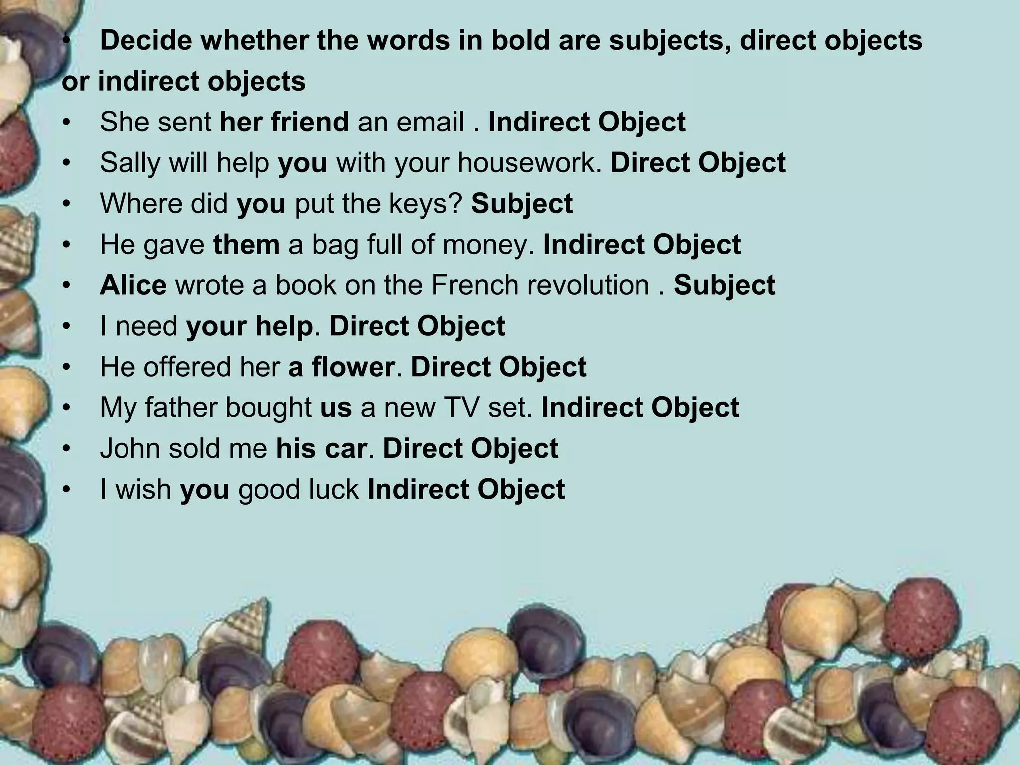 Direct and indirect objects | PPTX