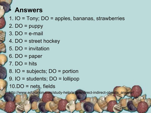 Direct and indirect objects | PPTX | Programming Languages | Computing
