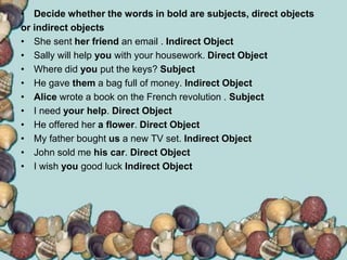 Direct and indirect objects | PPTX