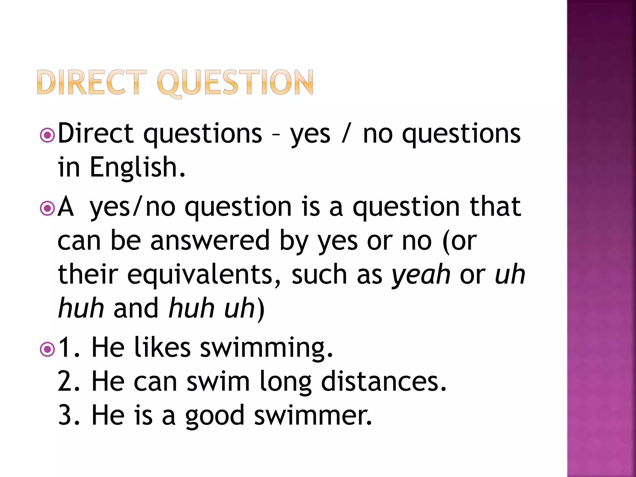 Direct and indirect question | PPTX