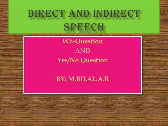 Direct and indirect speech | PPT