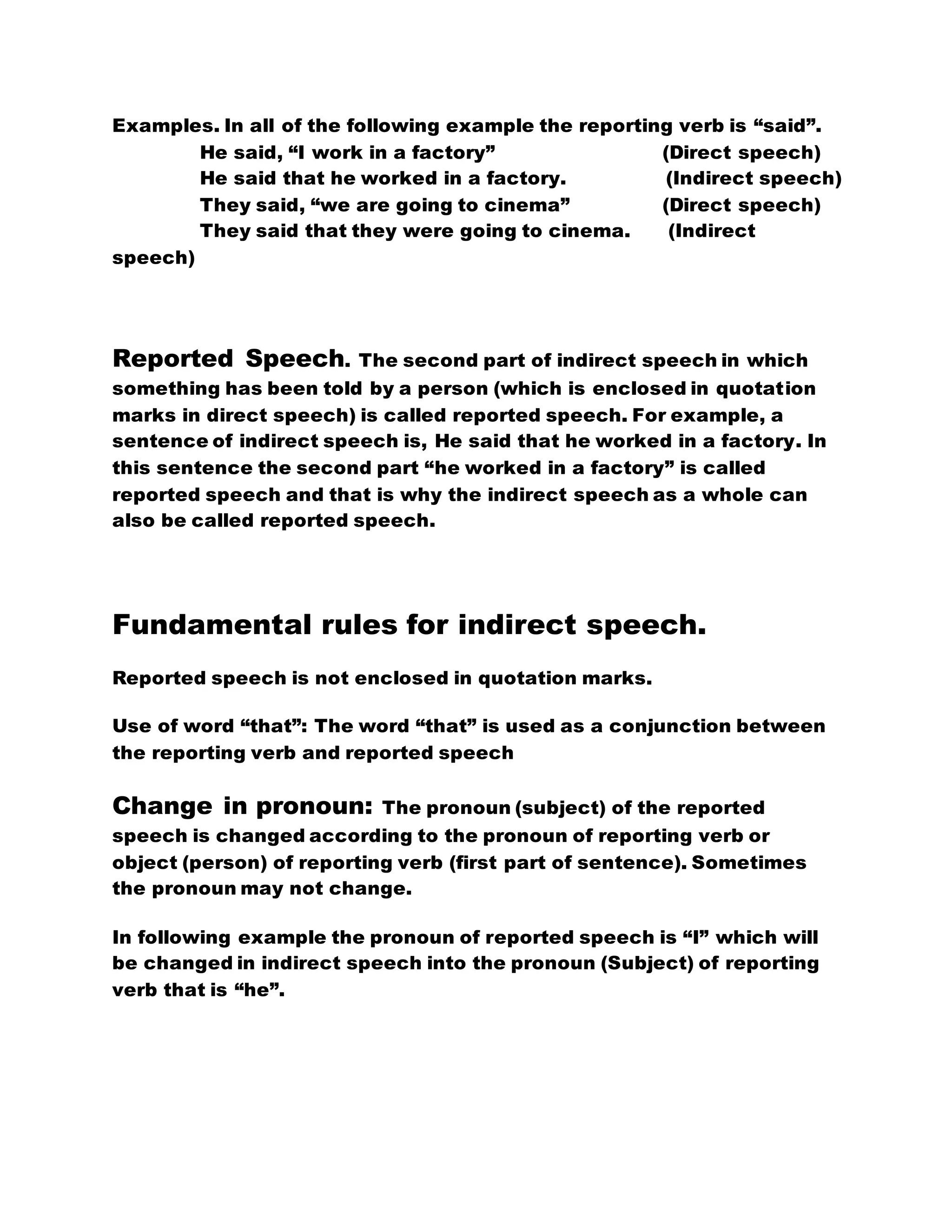 Direct and indirect speech | DOCX