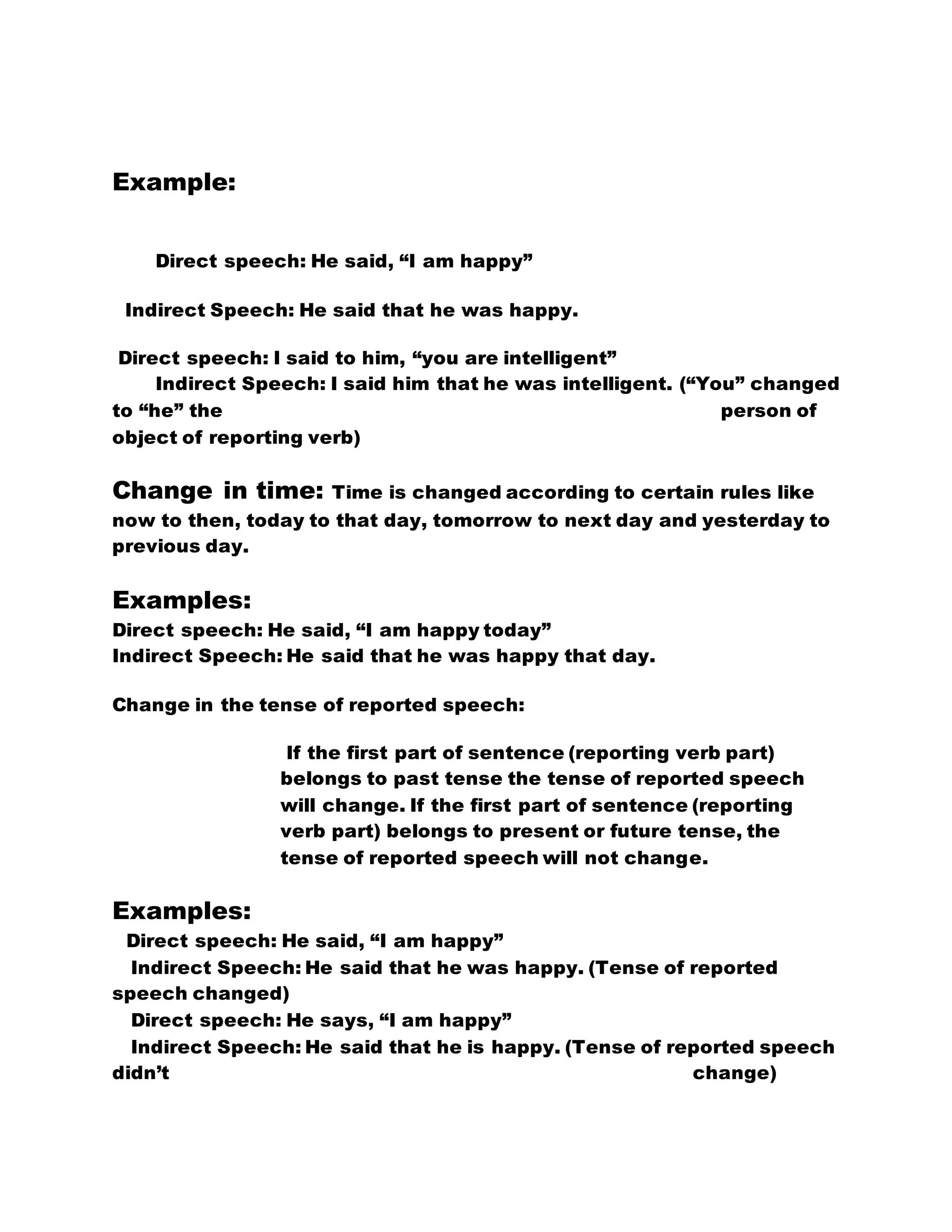 Direct and indirect speech | DOCX