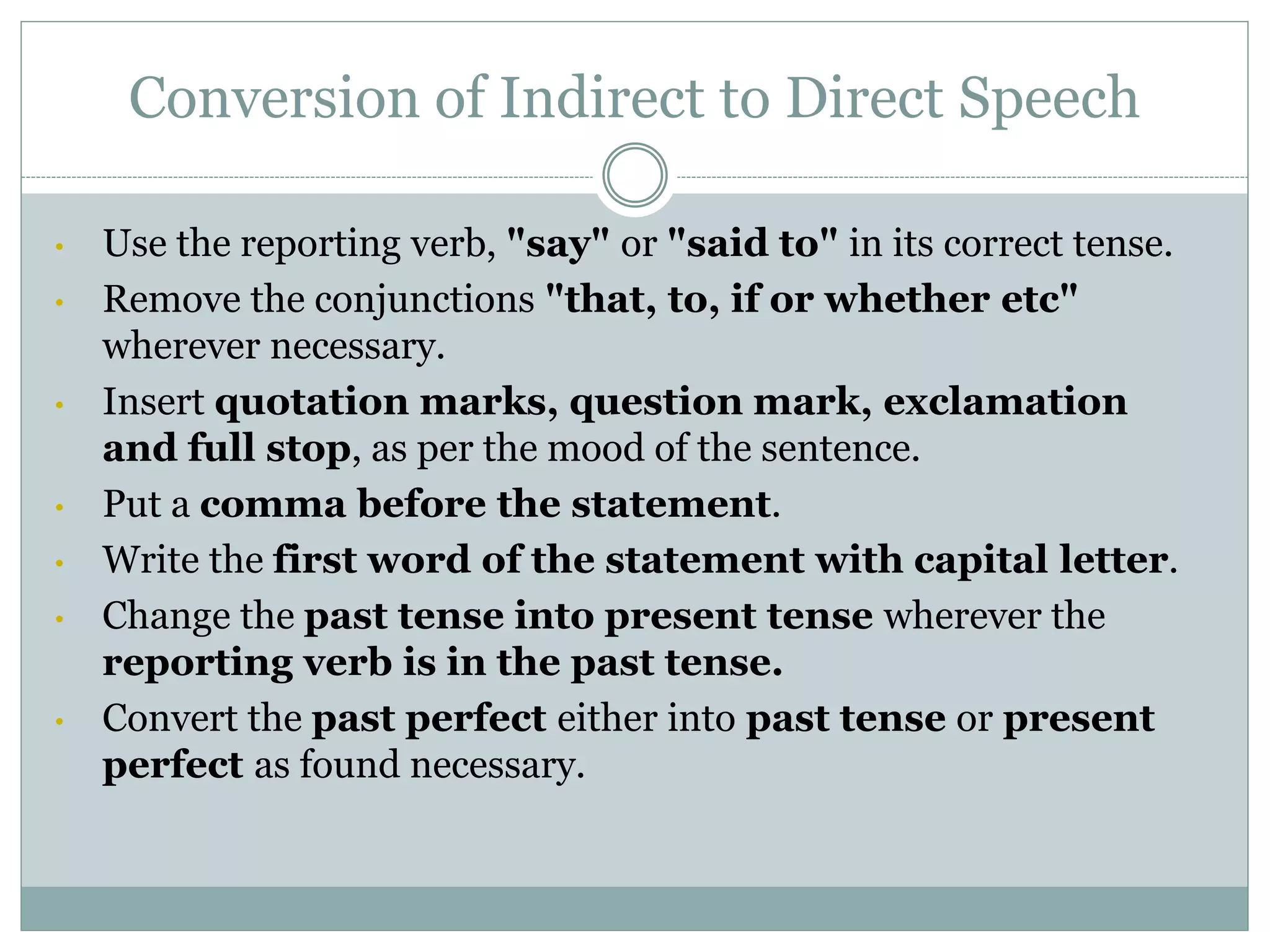 Direct and indirect speech | PPTX
