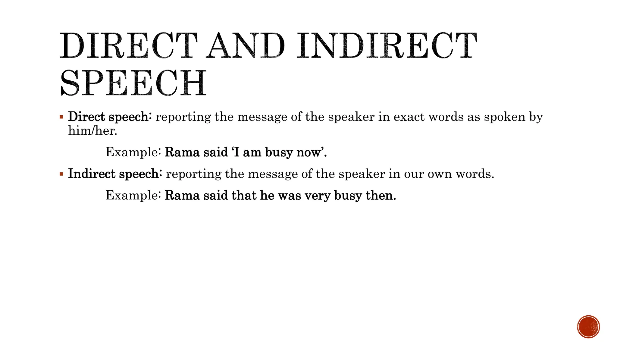 DIRECT AND INDIRECT SPEECH PRESENTATIONS | PPTX