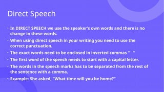 DIRECT AND INDIRECT SPEECH.ppt for use x | PPTX