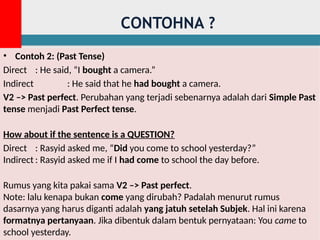 direct and indirect speech kelas XII SMA | PPTX