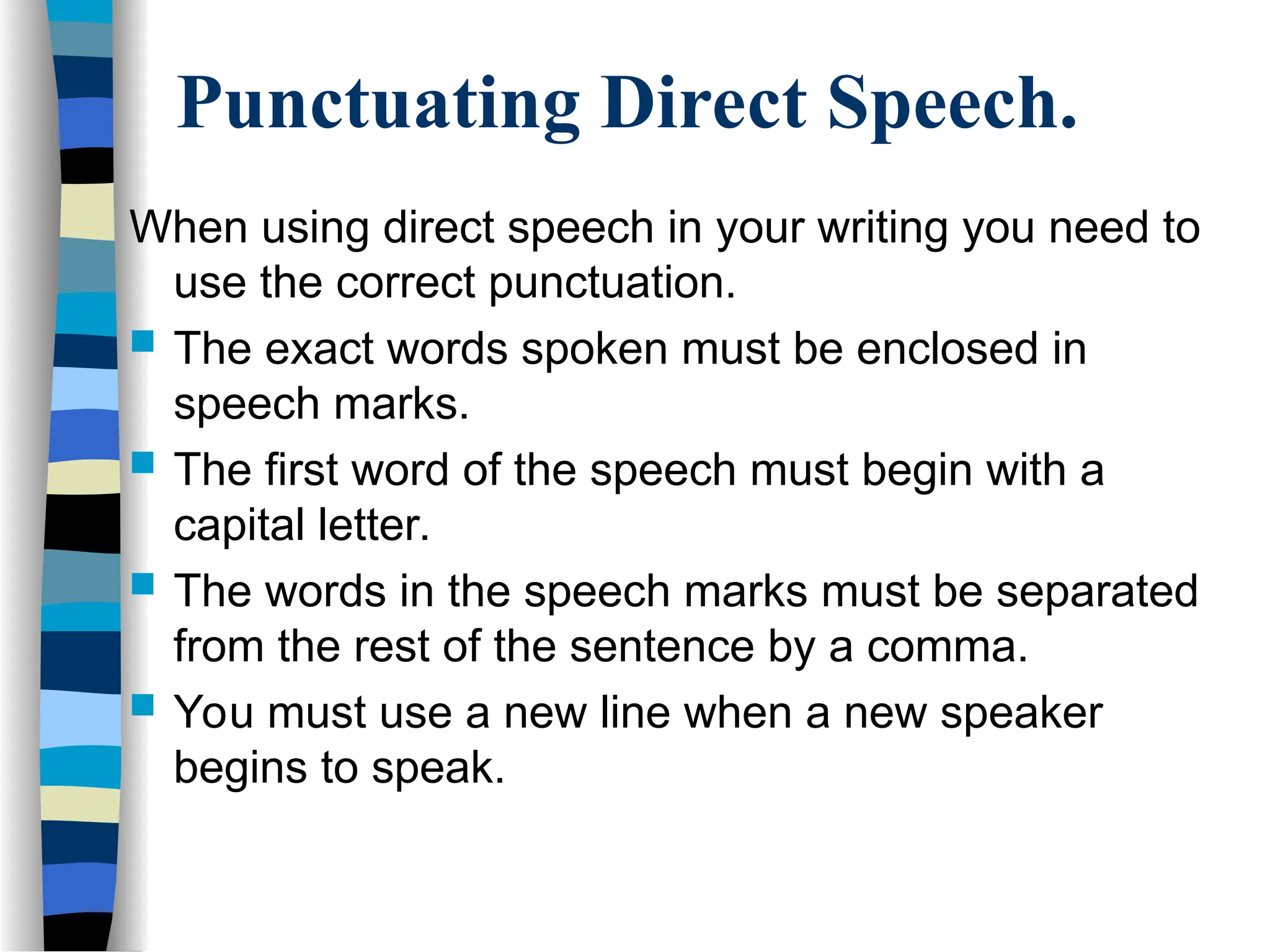 Direct And Indirect Speech Statements Ppt