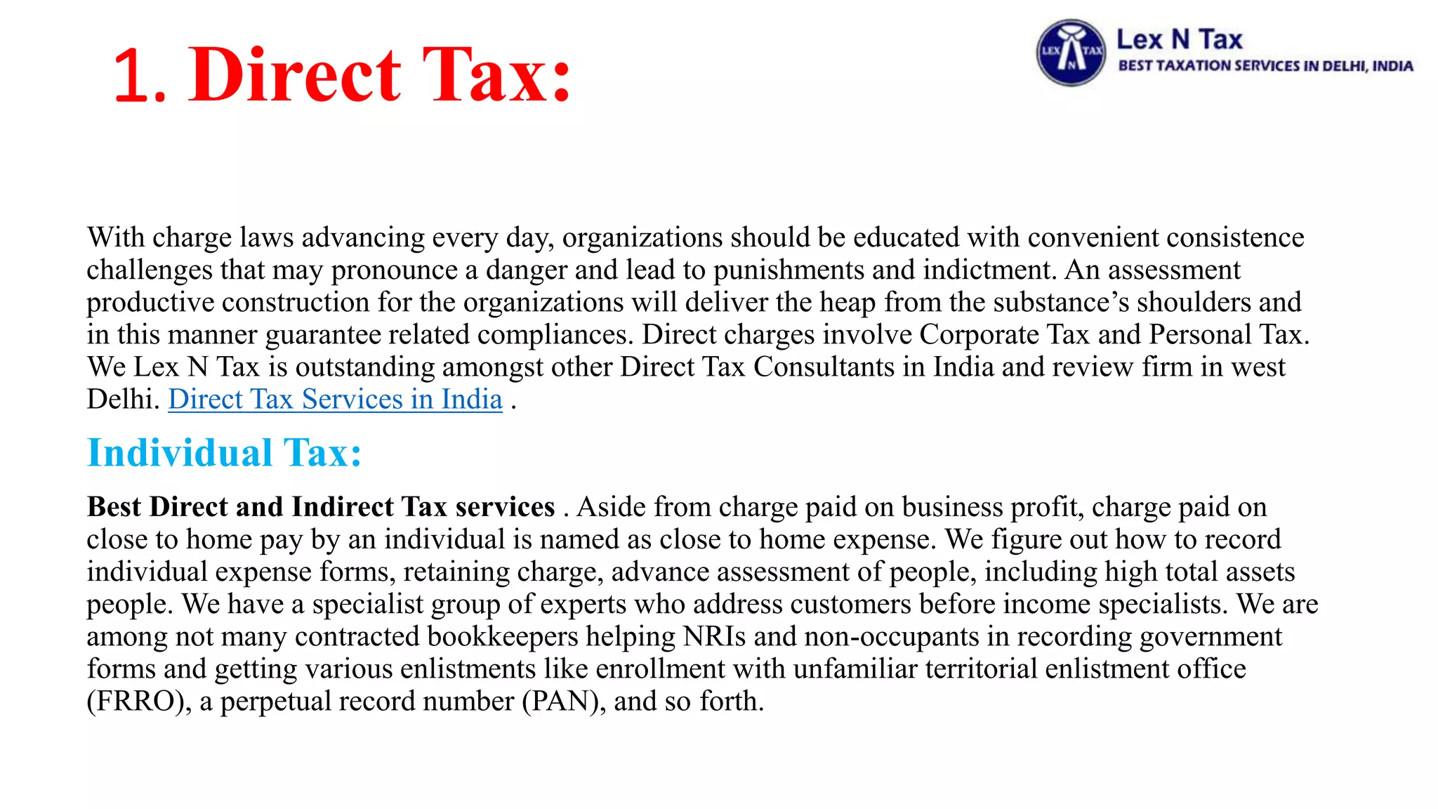 Direct and Indirect Tax Services | PPT
