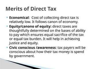 Direct and Indirect Taxes - Meaning, Merits and Demerits.pptx