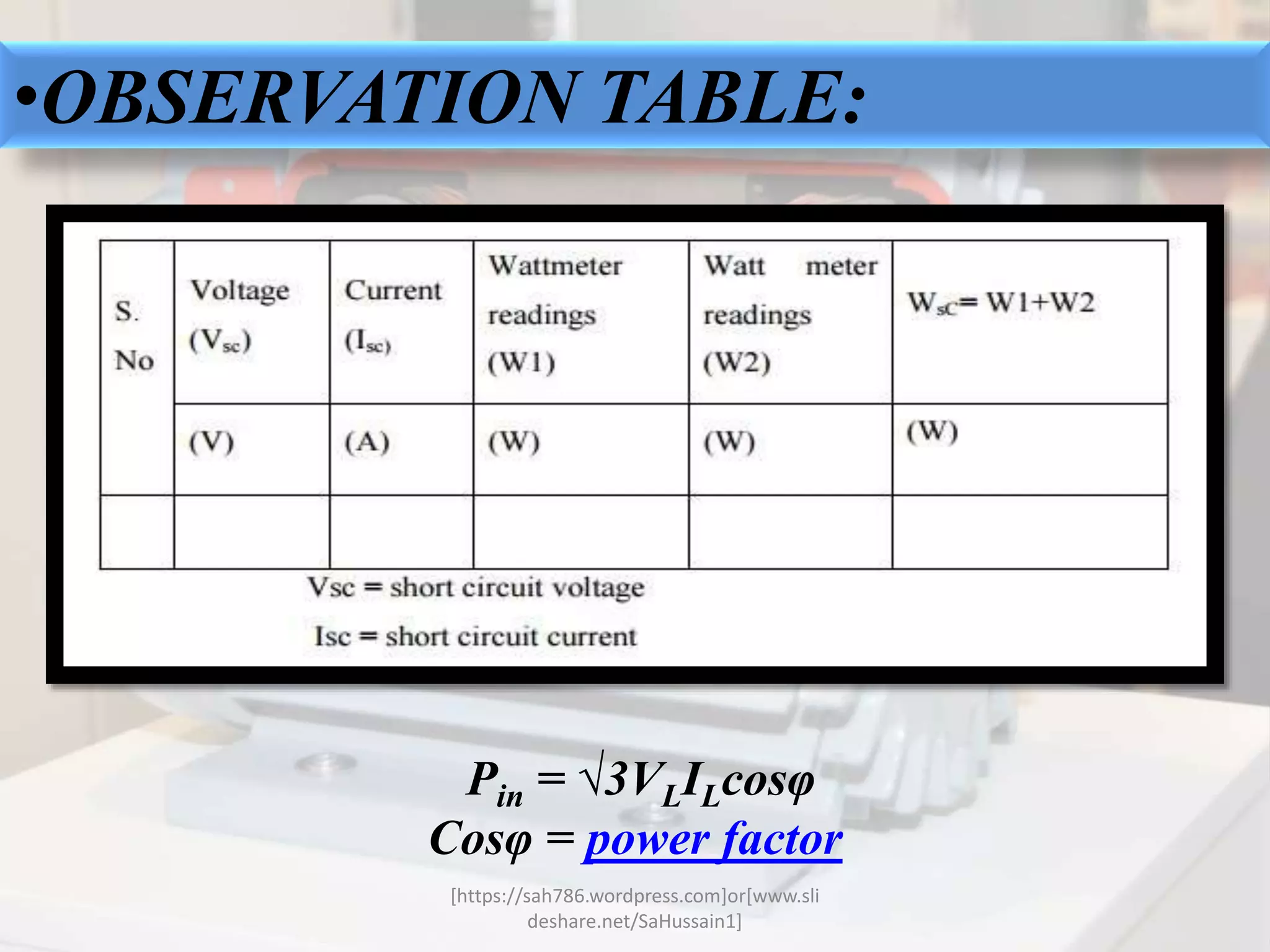 Motor Test (Induction motor) | PPTX