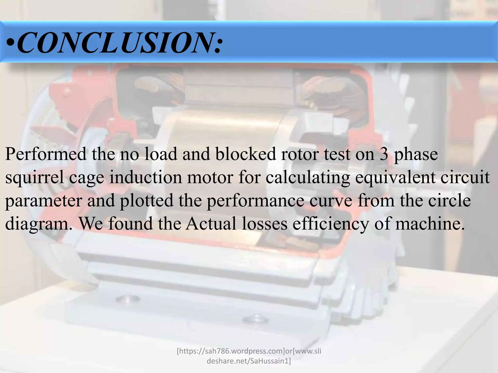 Motor Test (Induction motor) | PPTX