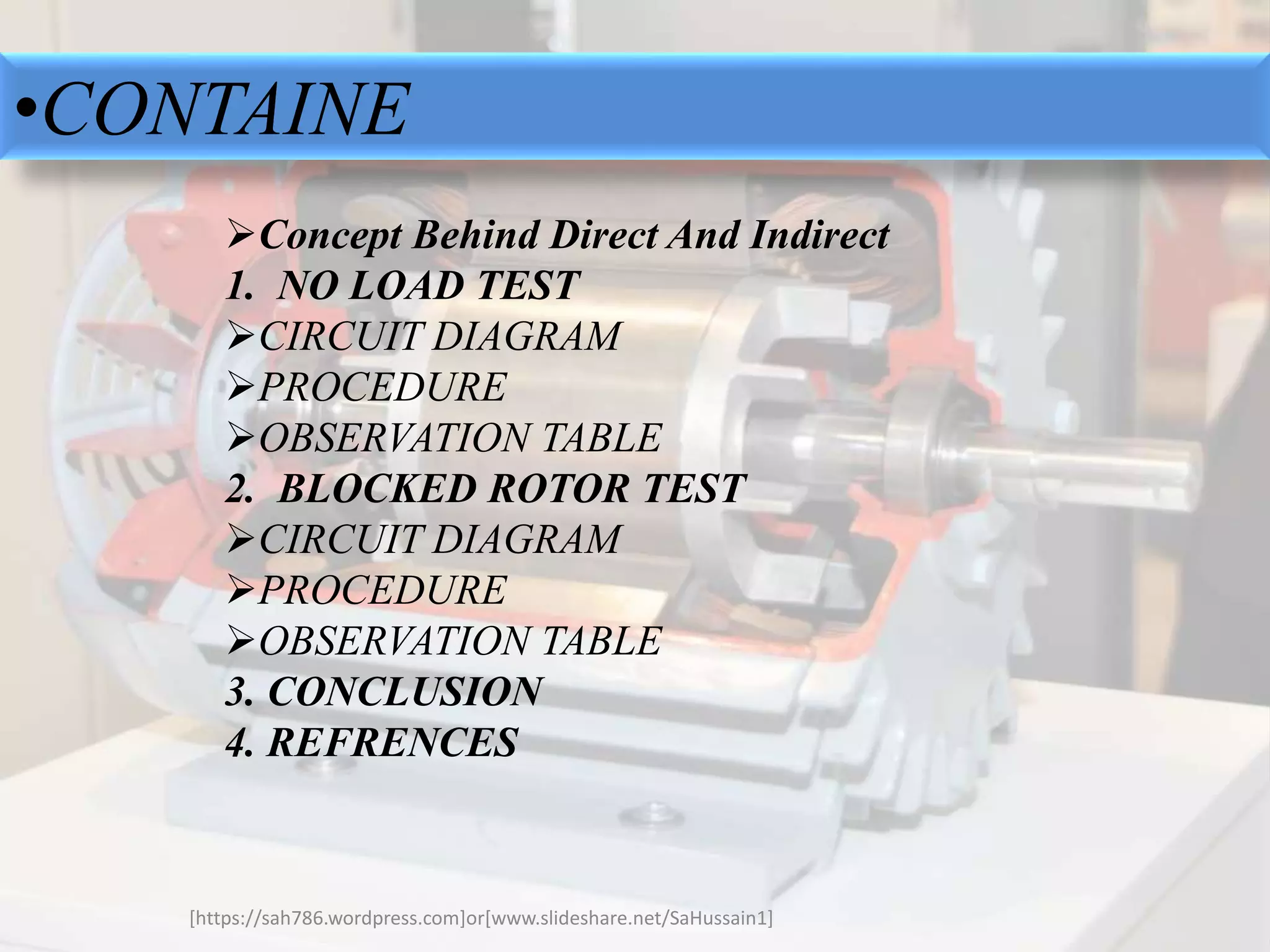 Motor Test (Induction motor) | PPTX