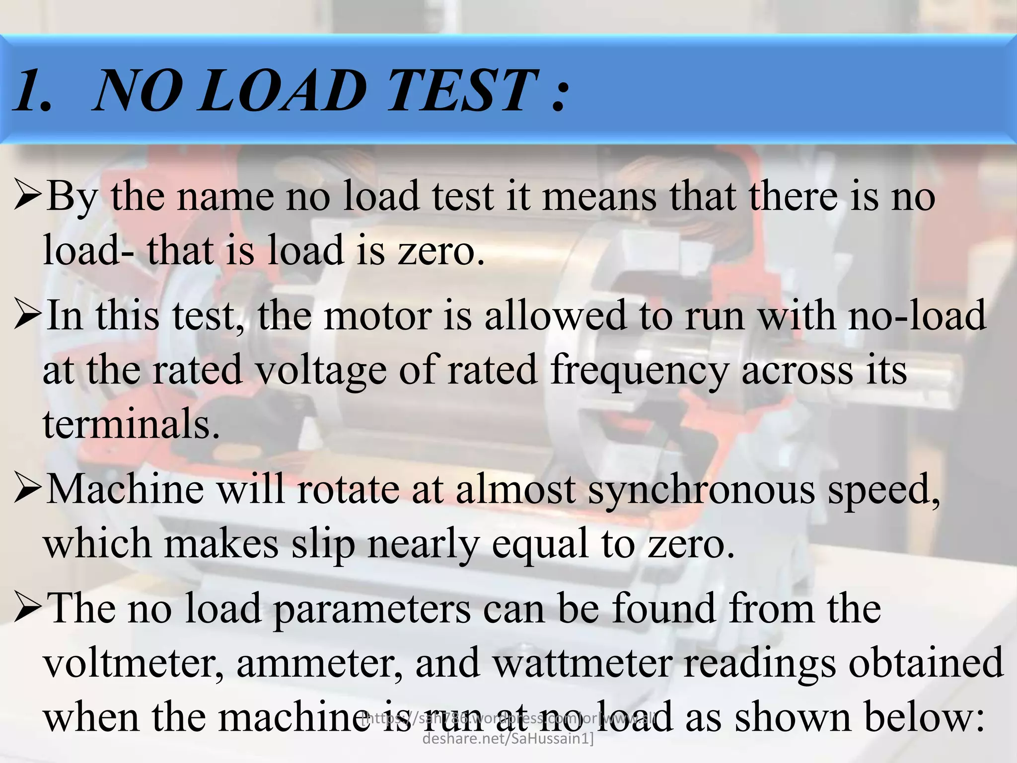 Motor Test (Induction motor) | PPTX