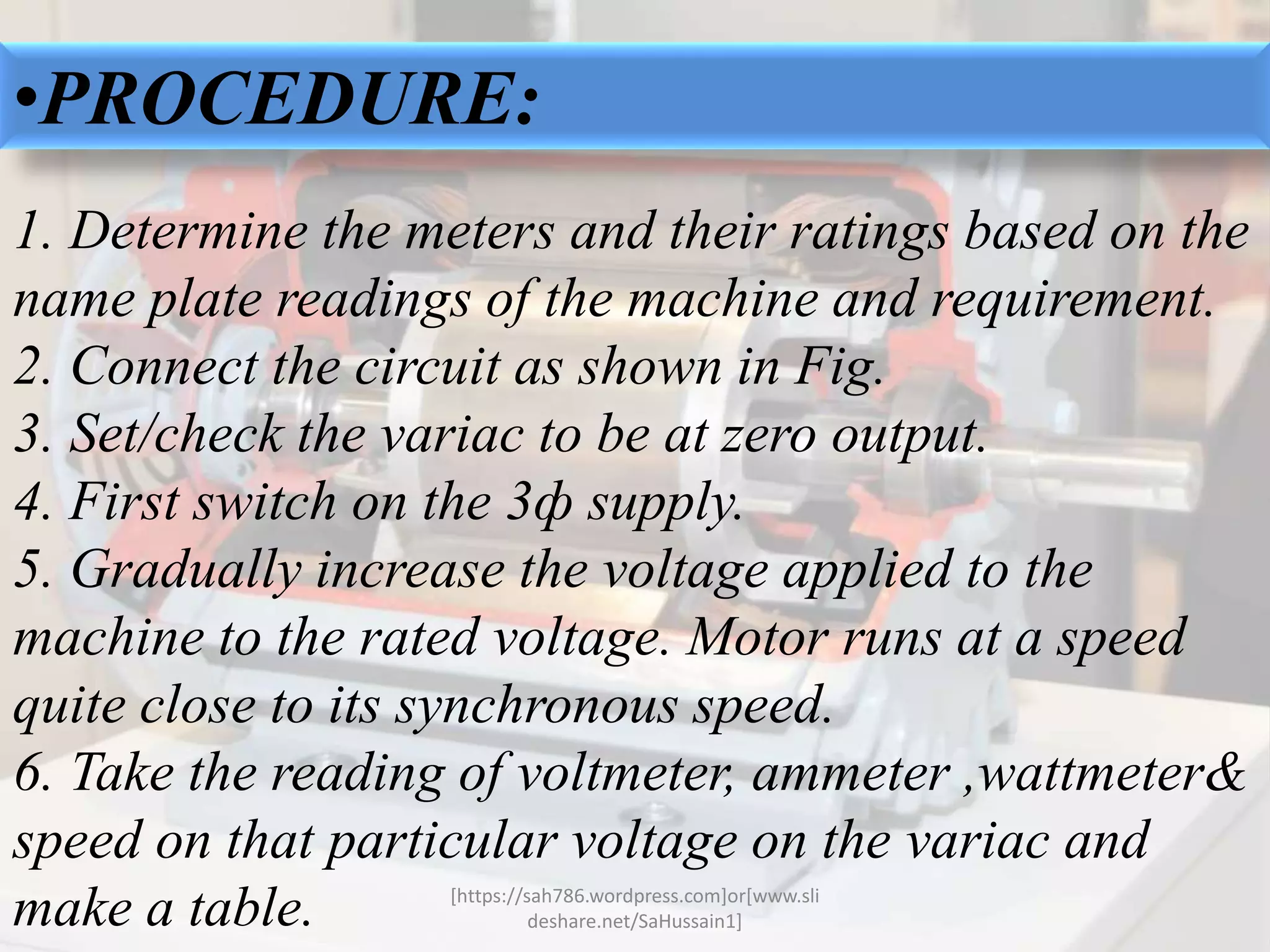Motor Test (Induction motor) | PPTX