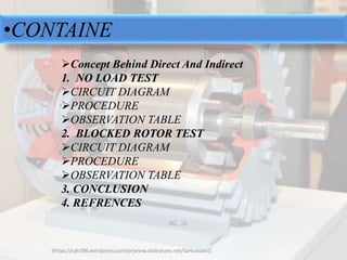 Motor Test (Induction motor) | PPTX