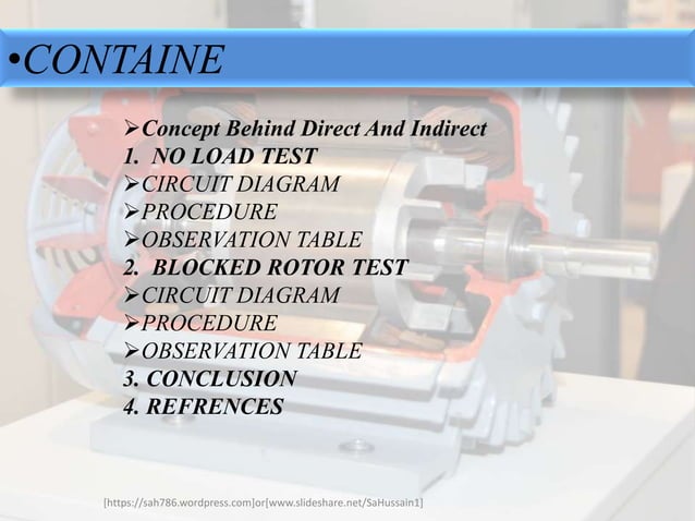 Motor Test (Induction motor) | PPTX