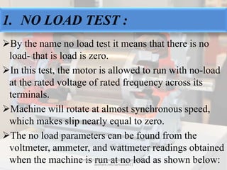 Motor Test (Induction motor) | PPTX