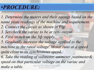 Motor Test (Induction motor) | PPTX