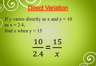 Direct and inverse proportion | PPTX