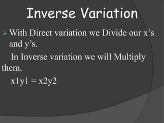 Direct and inverse variation | PPTX