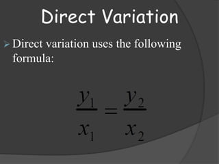 Direct And Inverse Variation Formula