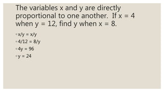 Direct and inverse variation | PPT