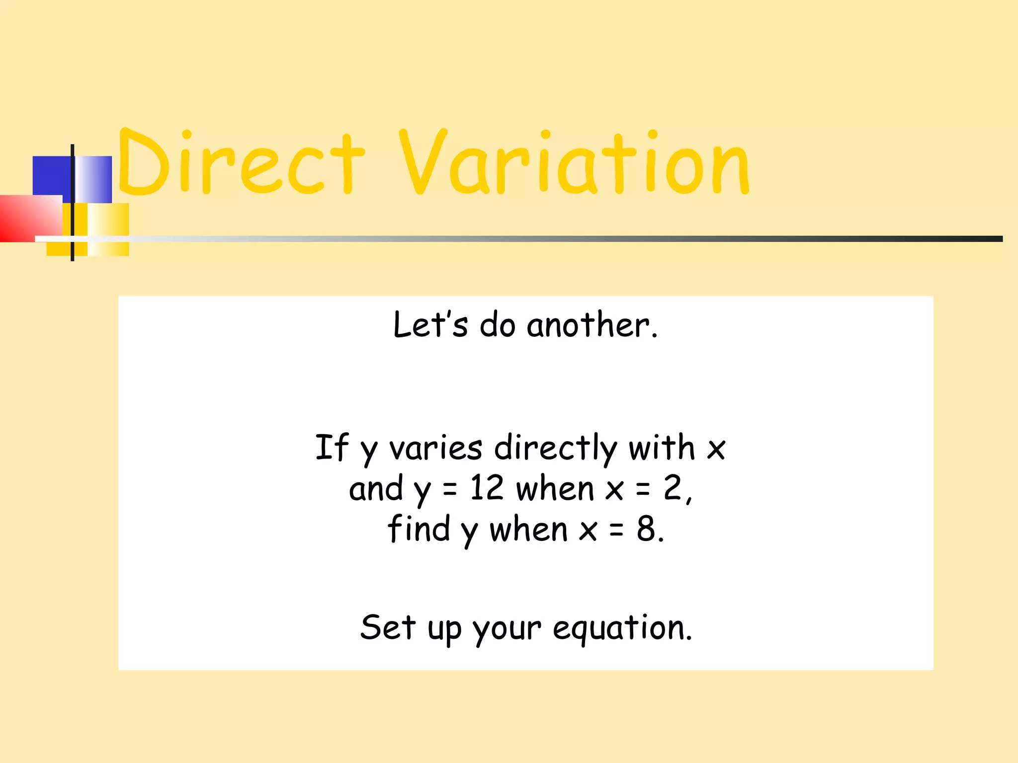 Direct and inverse variations | PPT