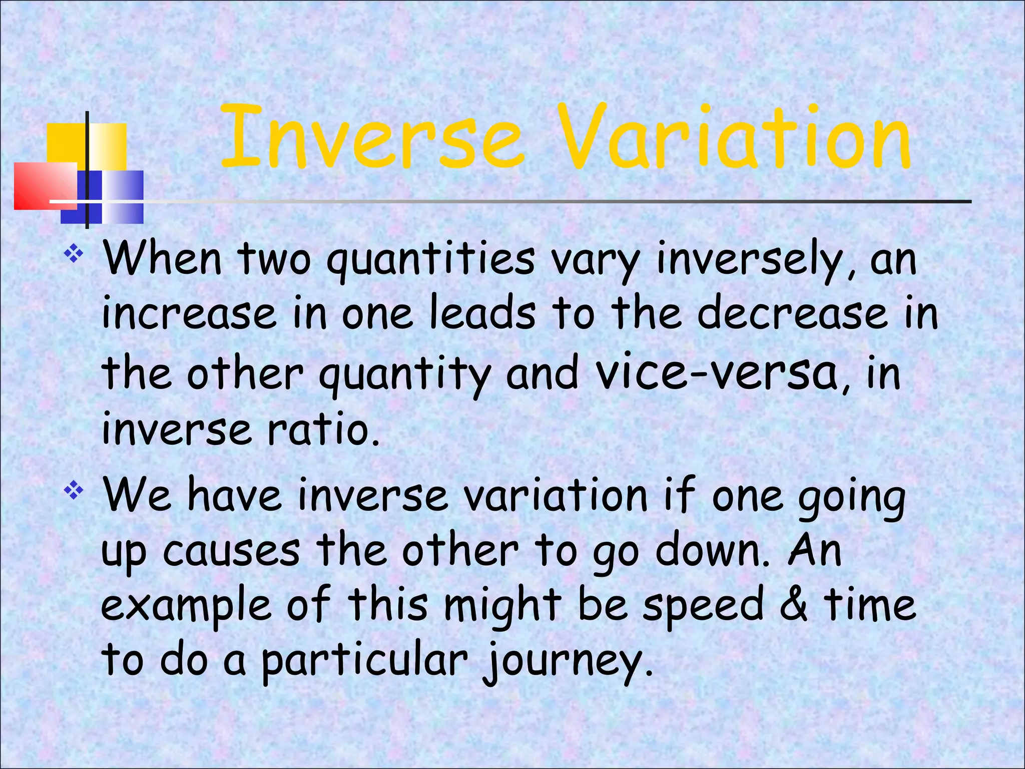 Direct and inverse variations | PPT
