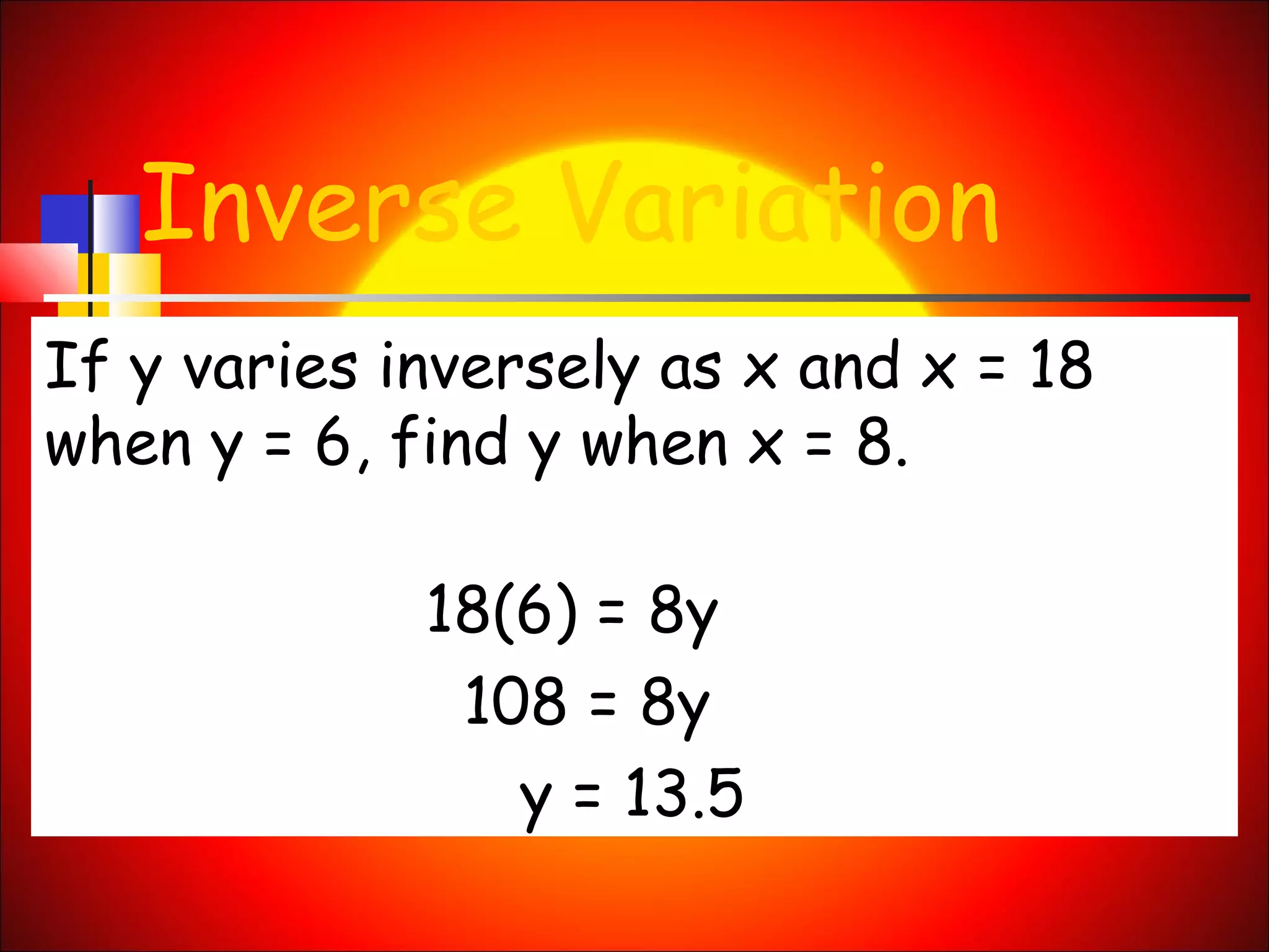 Direct and inverse variations | PPT