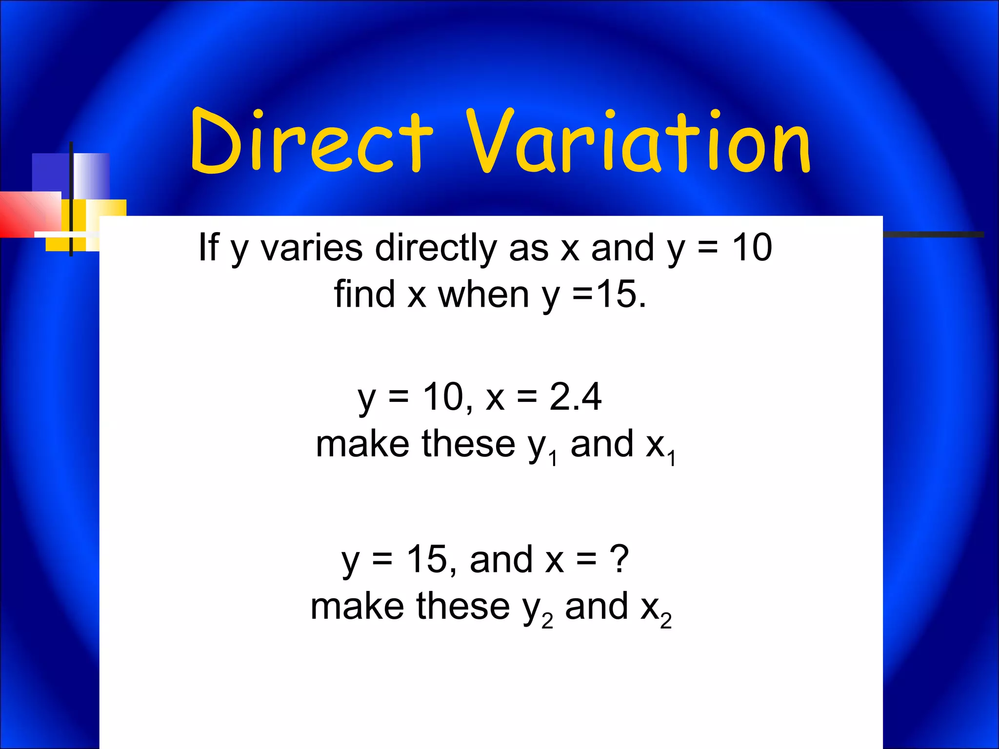 Direct and inverse variations | PPT