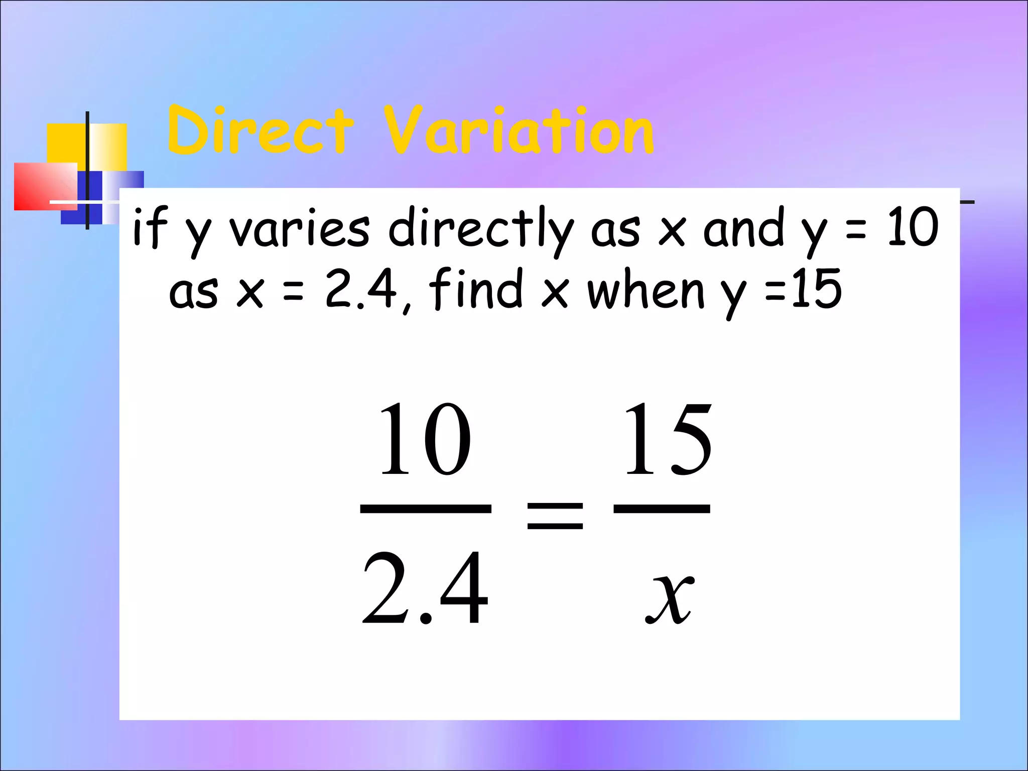 Direct and inverse variations | PPT