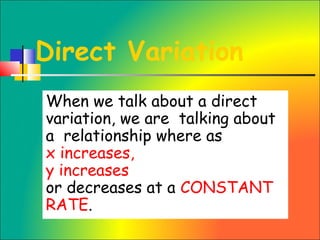 Direct and inverse variations | PPT