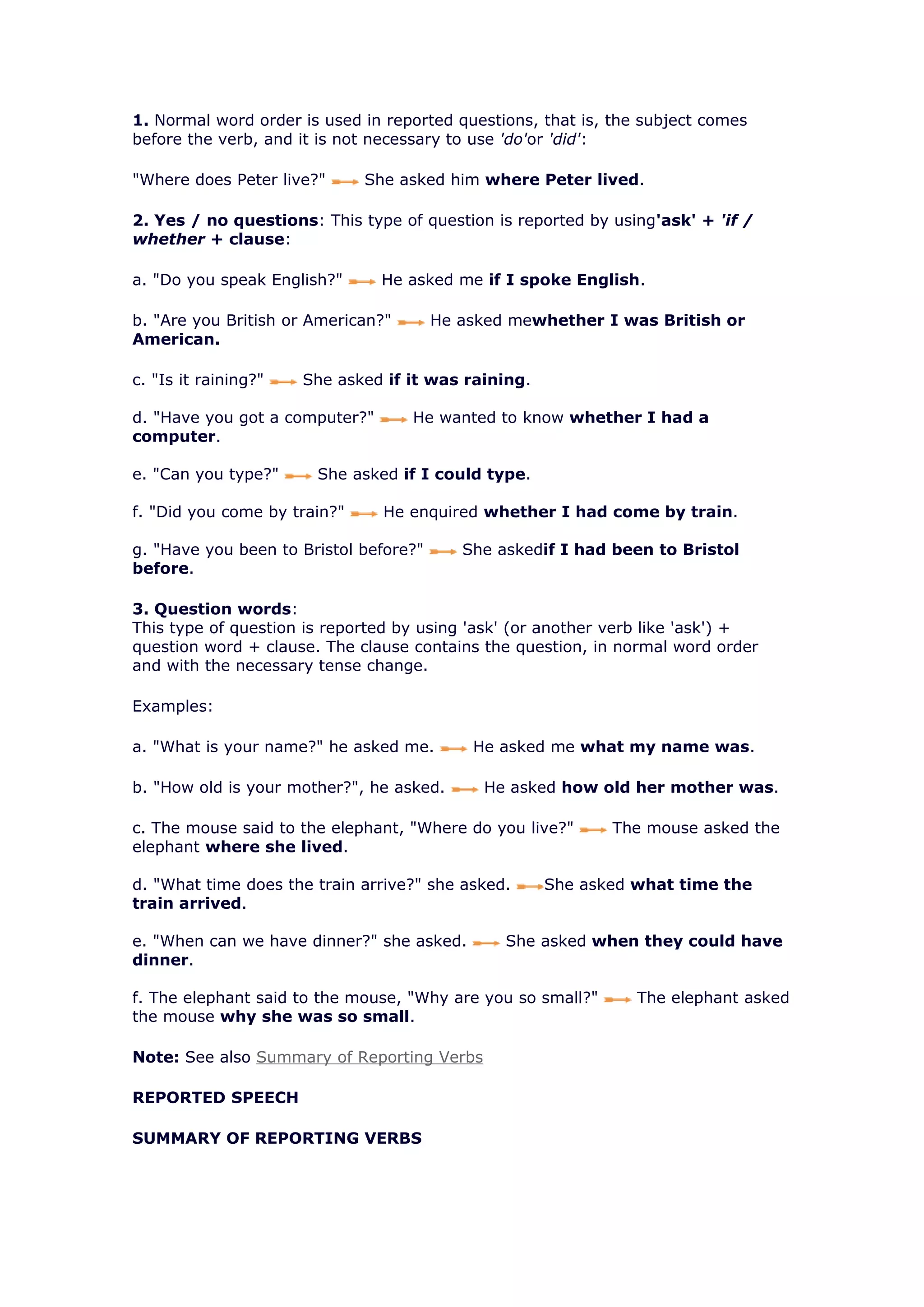 Direct and reported speech | PDF