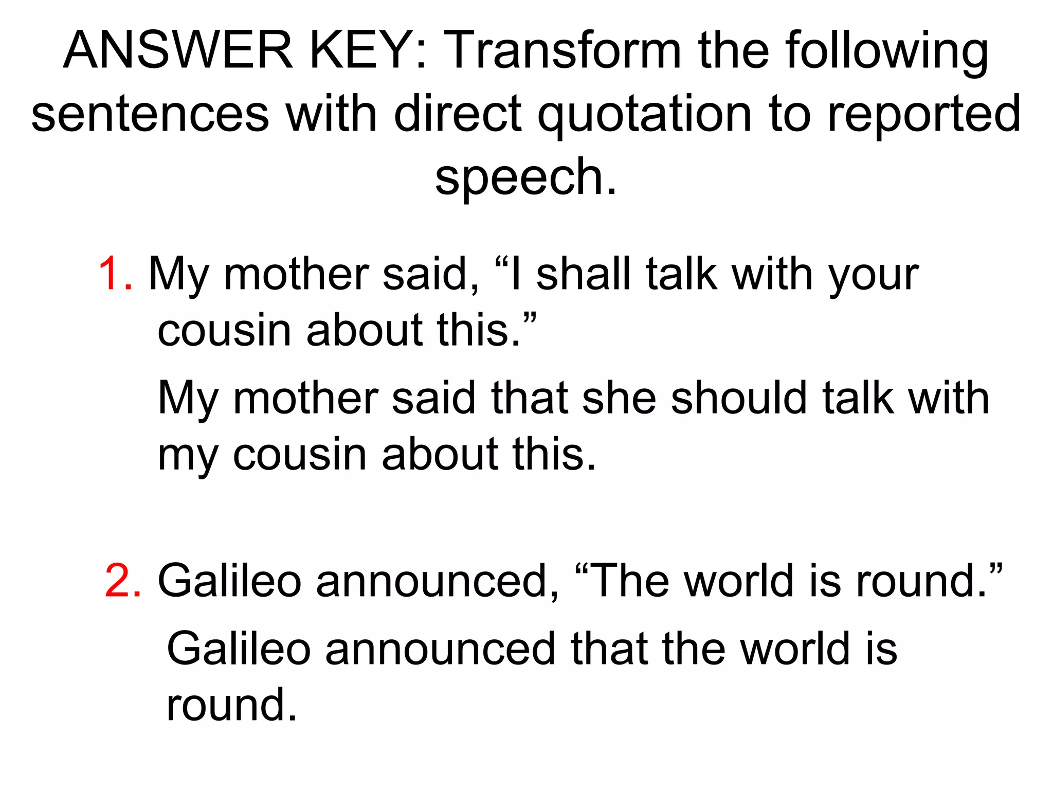 Direct and reported speech | PPT