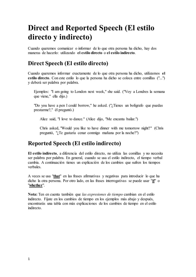 Direct and reported speech | PDF
