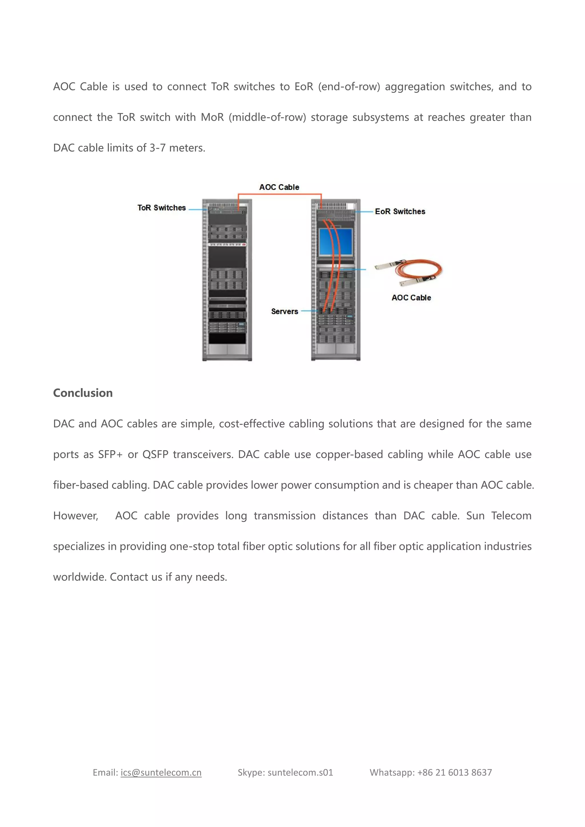 Direct Attach Cable VS. Active Optical Cable | PDF