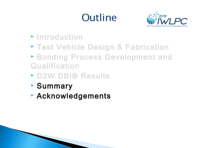 Direct Bond Interconnect (DBI) Technology as an Alternative to Thermal ...