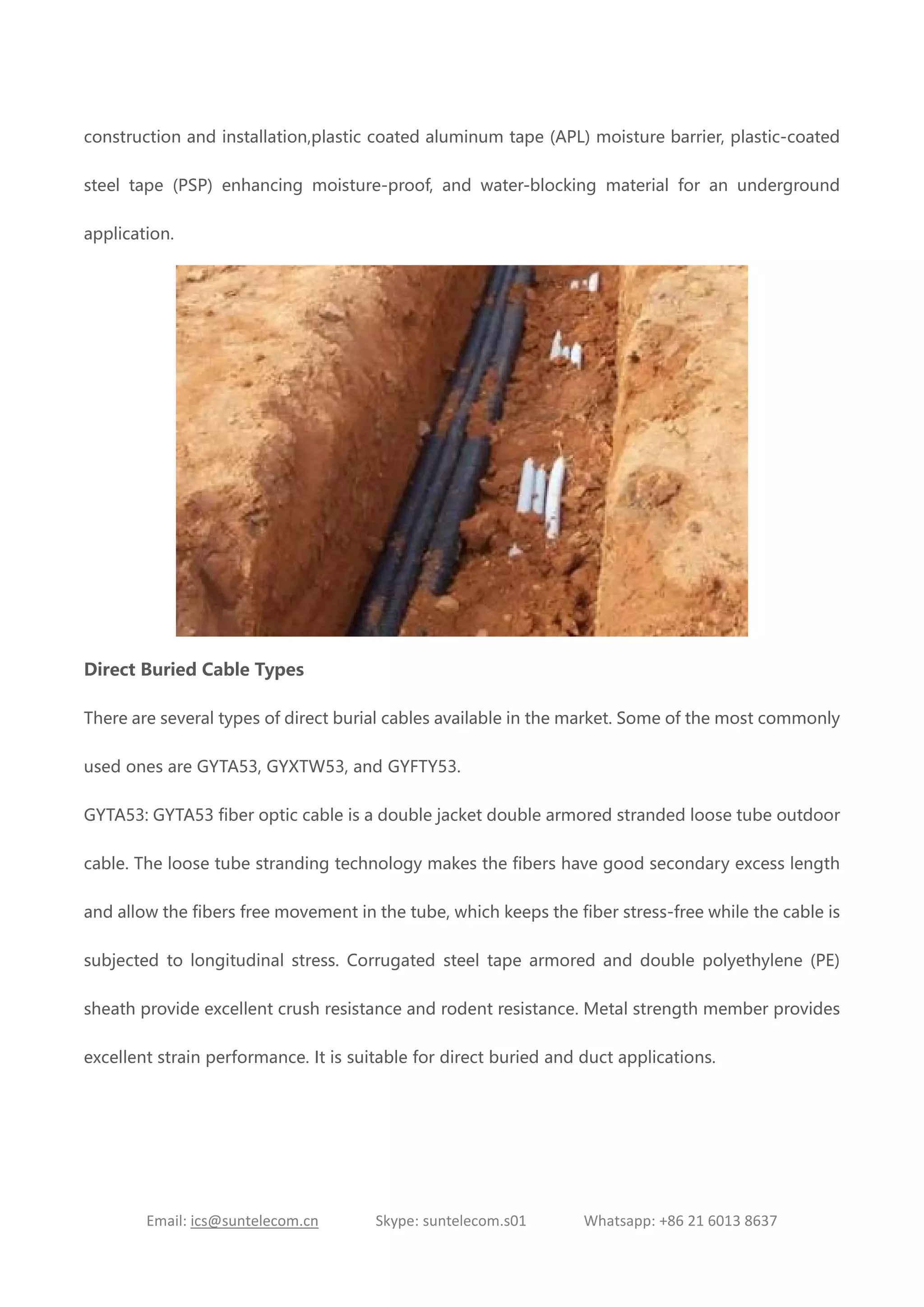 Direct Buried Fiber Optic Cable | PDF